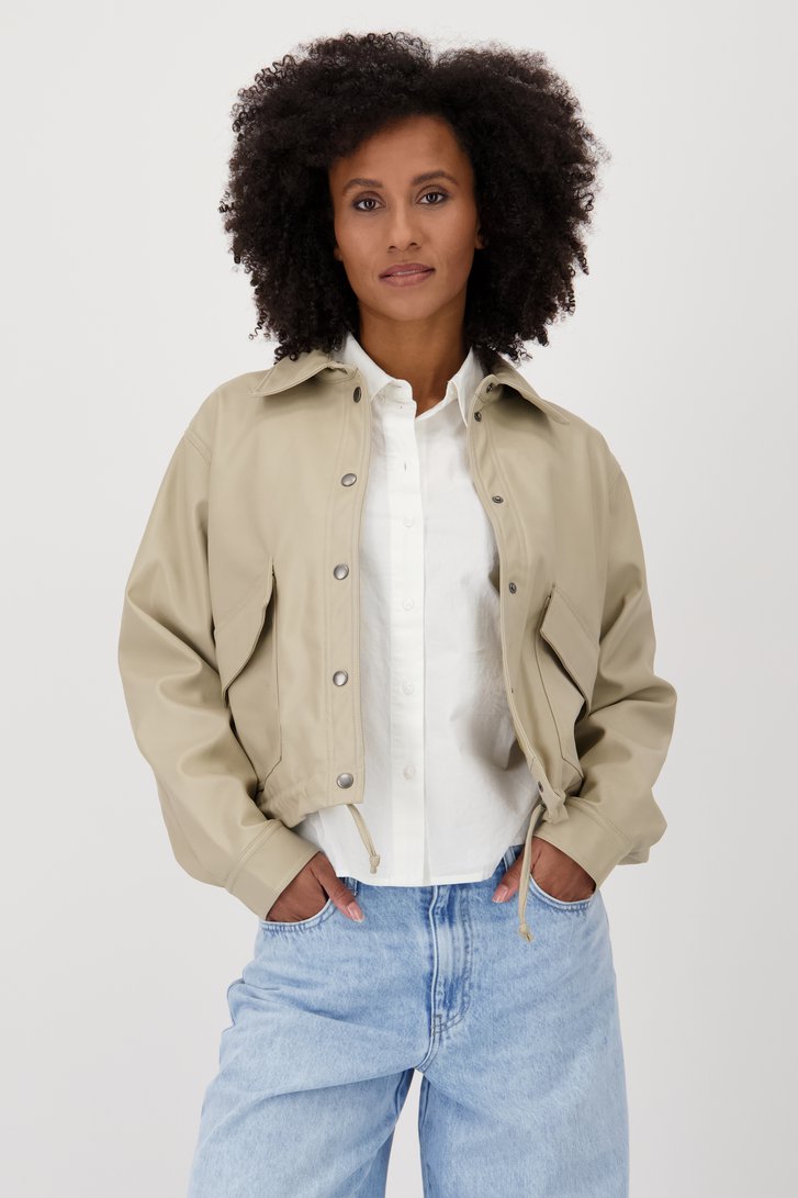 Beige bomber jacket in leather look van JDY | 7340573 | Test-oude ...