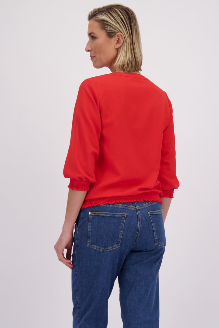 Dieprode blouse met 3/4 mouwen van Claude Arielle | 7784147 ...