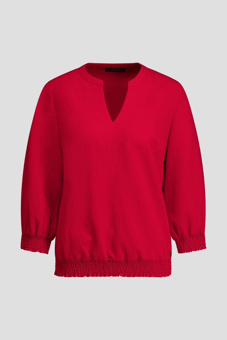 Dieprode blouse met 3/4 mouwen van Claude Arielle | 7784147 ...