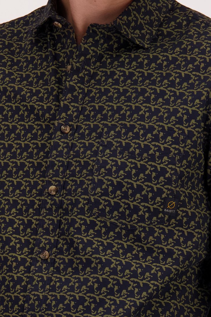 Kaki hemd met print - Regular fit van Ravøtt | 7494056 | Regular fit ...