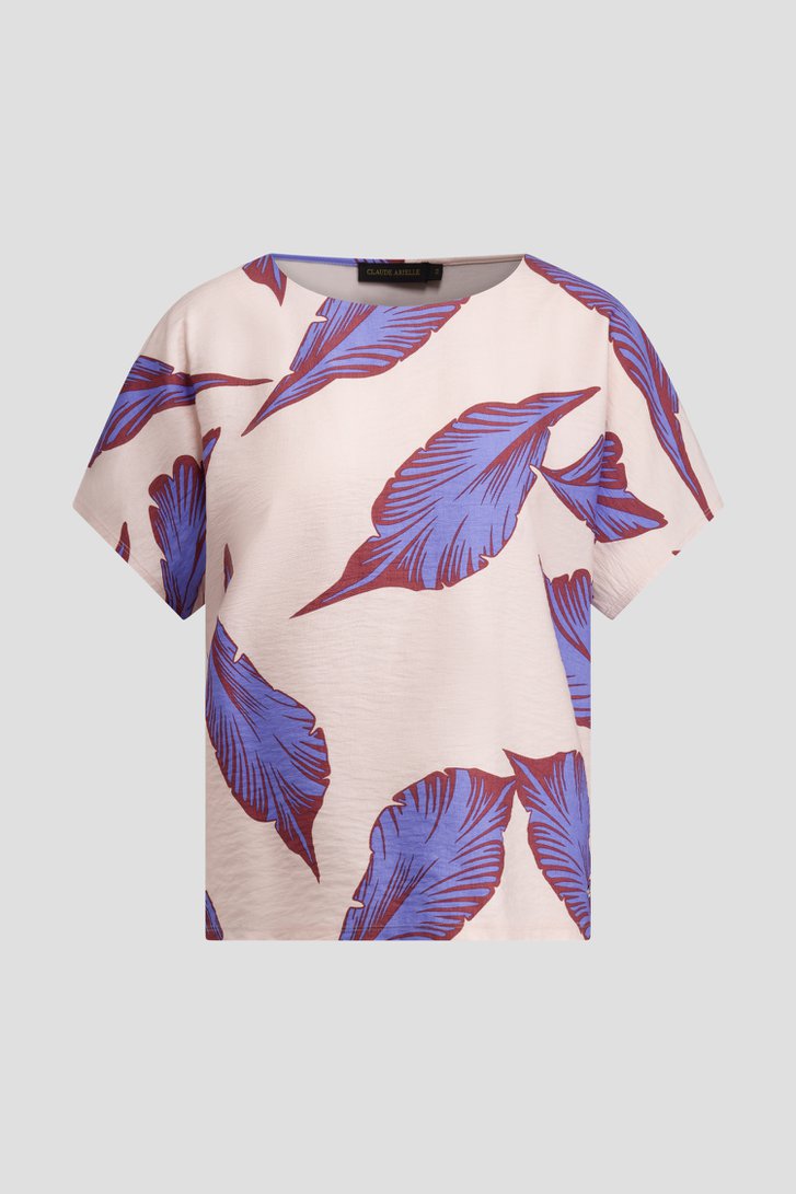 Lichtroze blouse met bladerenprint van Claude Arielle | 7558724 ...