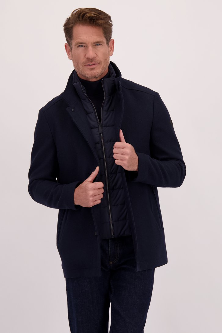 Navy mantel met gelaagd effect van Dansaert Blue | 7352394 | Winterjas ...