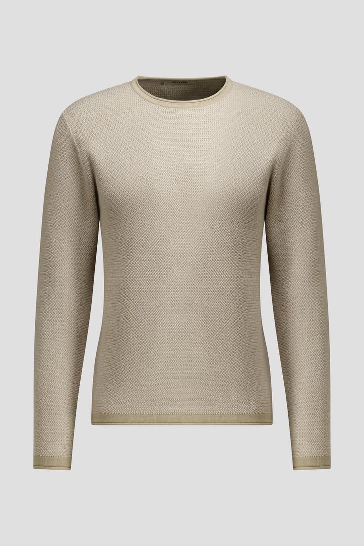 Pull beige en maille structurée avec col rond de ONLY & SONS | 7933182 ...