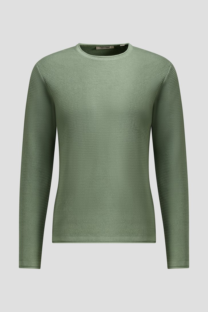 Pull vert clair en maille structurée avec col rond de ONLY & SONS ...