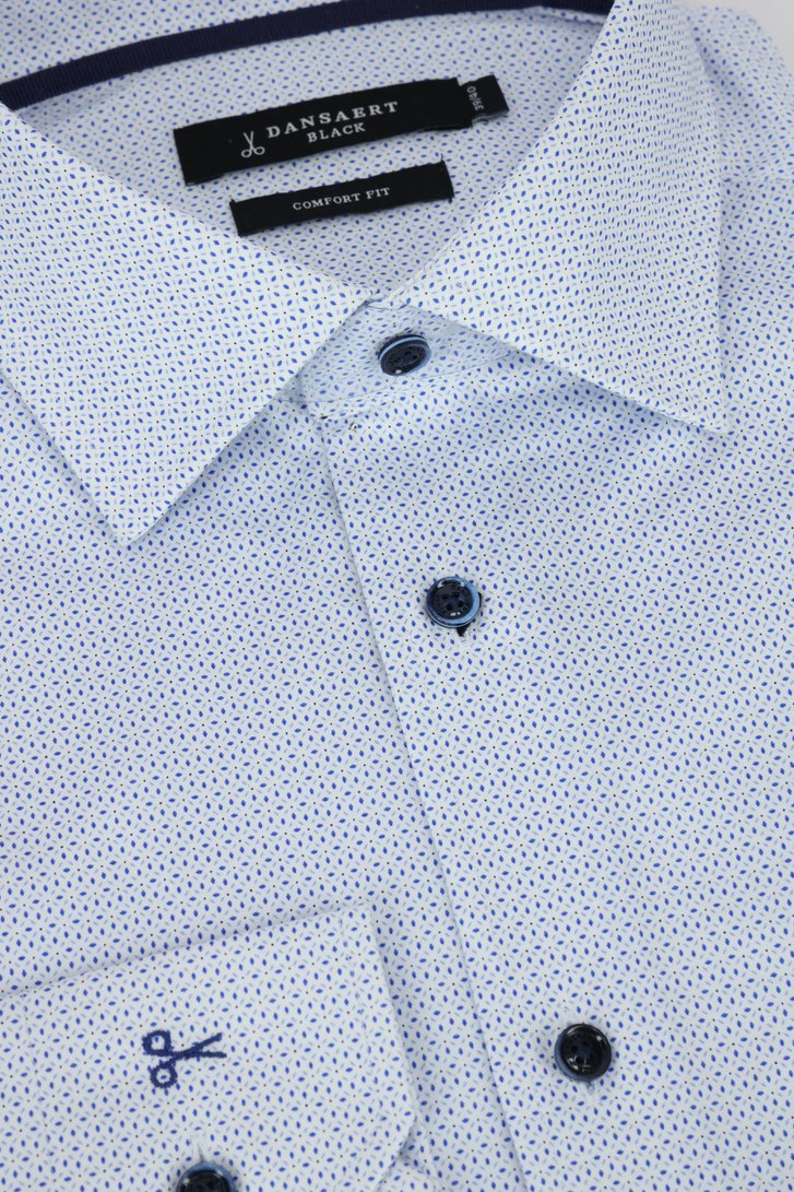 Wit hemd met groen-blauwe print van Dansaert Black | 7518510 | Comfort ...