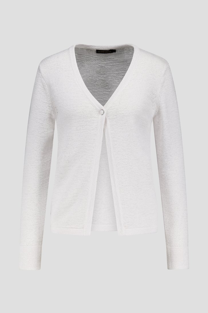 Witte gebreide cardigan met één knoop van Claude Arielle | 7184868 ...