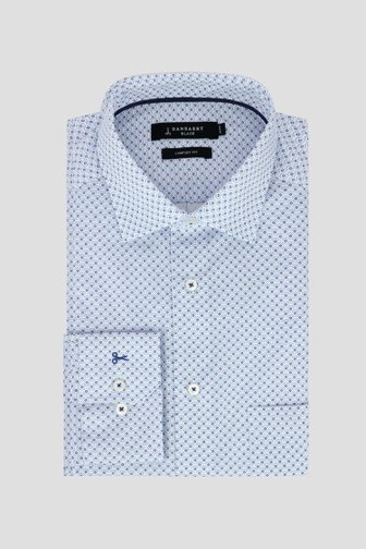 Wit hemd met blauwe print - Comfort fit van Dansaert Black | 7518409 ...