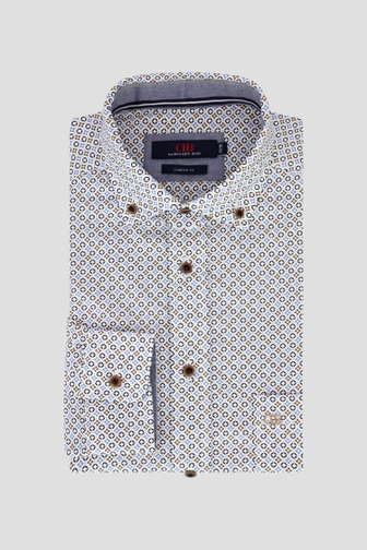 Wit hemd met miniprint - comfort fit van Dansaert Blue | 7496985 ...