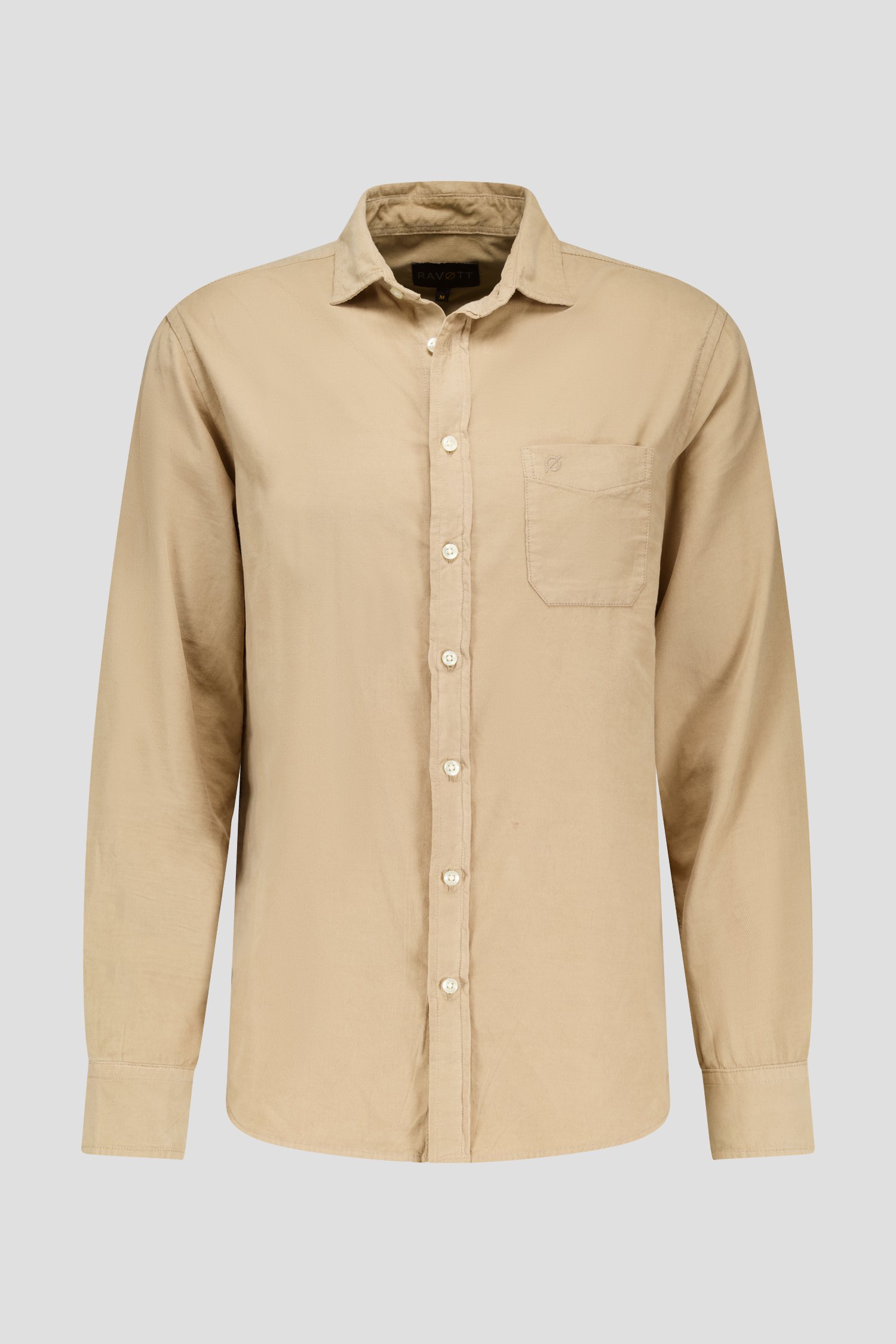 Beige hemd in fijn corduroy - Regular fit van Ravøtt | 7020473 | Heren | e5