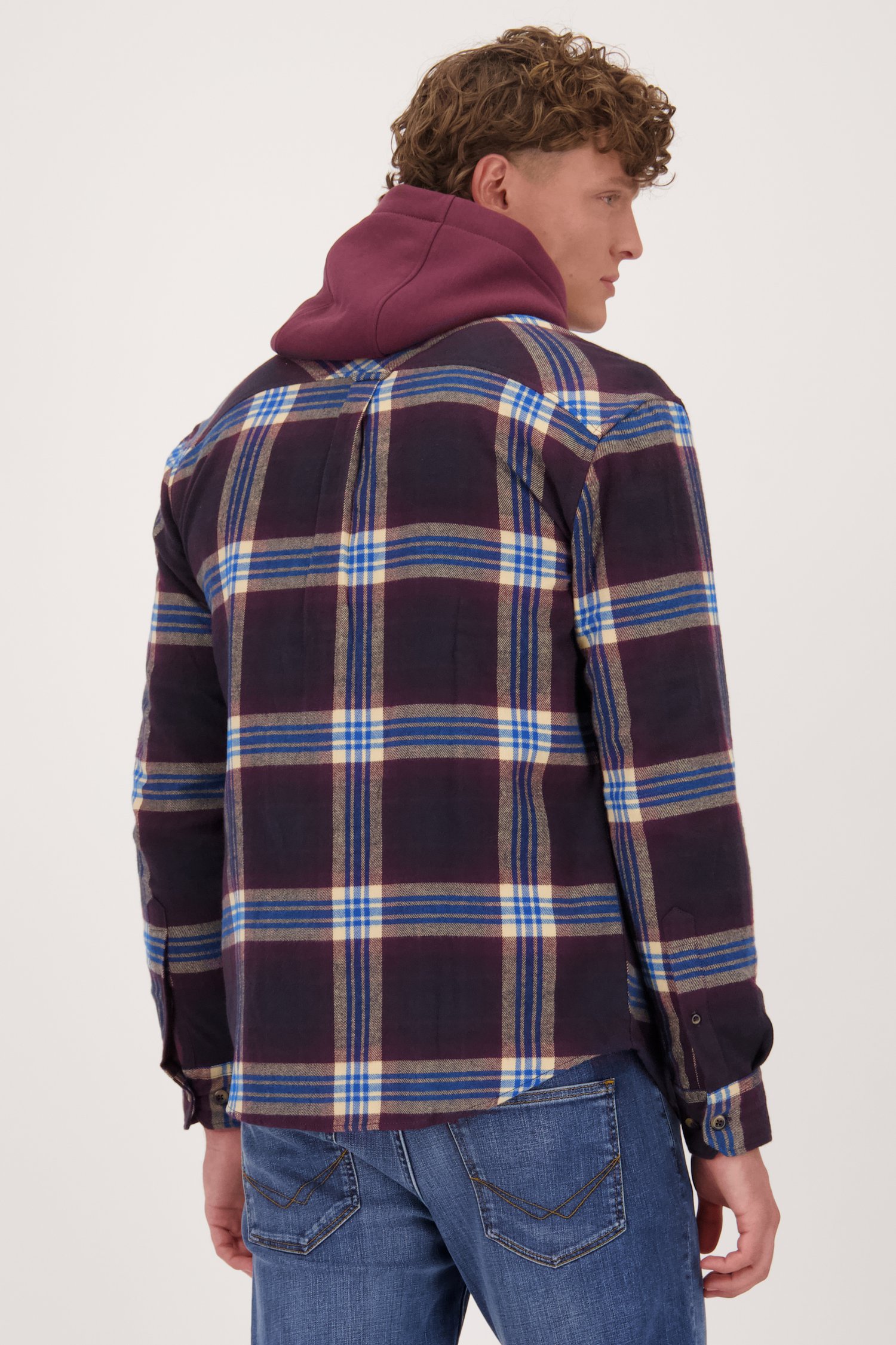 Bordeaux hemd met geruit patroon - Regular fit van Ravøtt | 3482906 ...