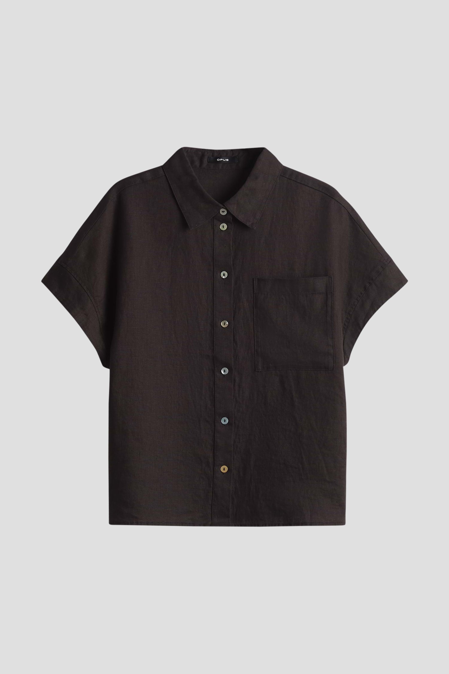 Donkerbruine linnen blouse van Opus | 7568525 | Dameskleding | e5