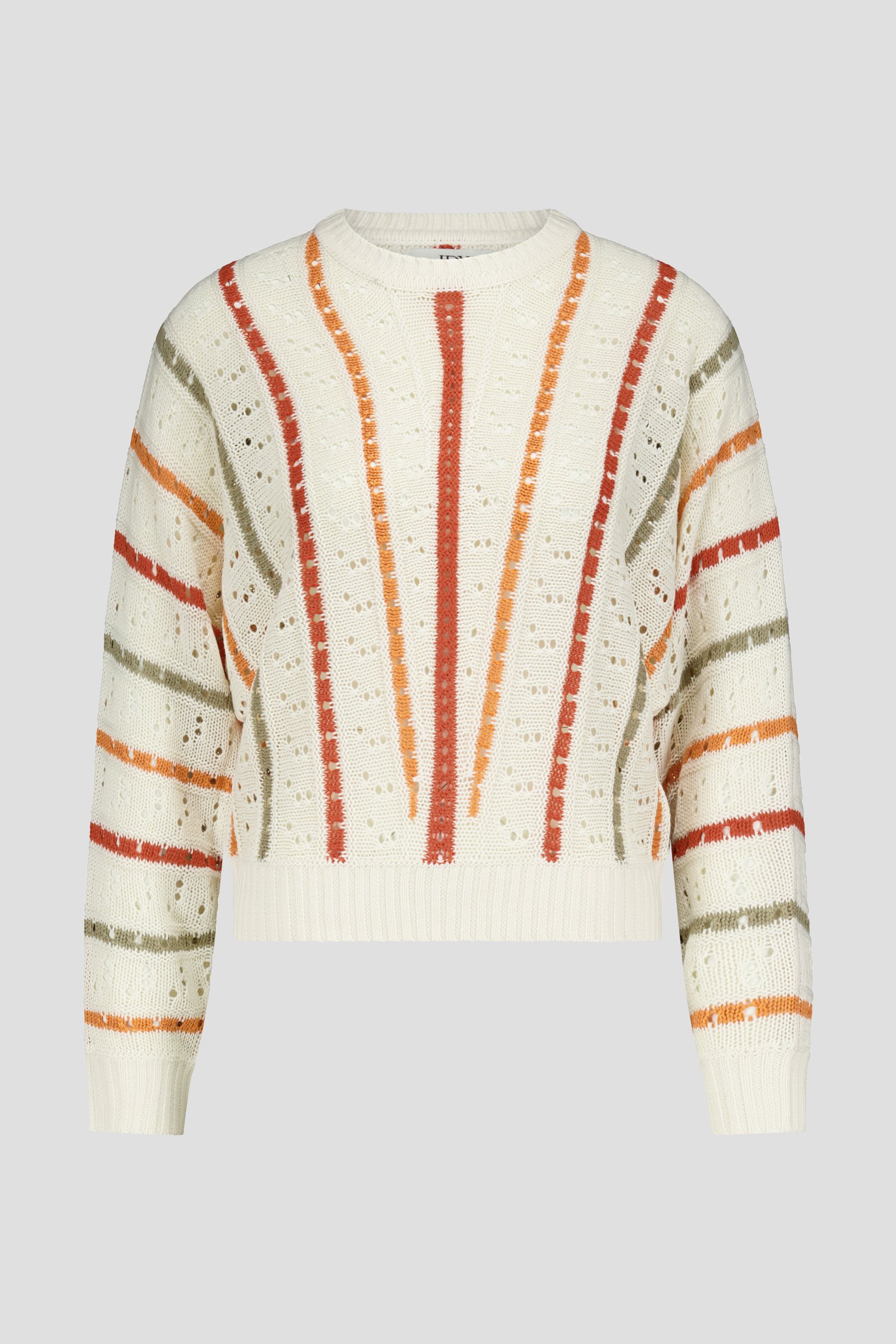 Ecru gehaakt truitje met ajour en rode strepen van JDY | 3238584 | e5