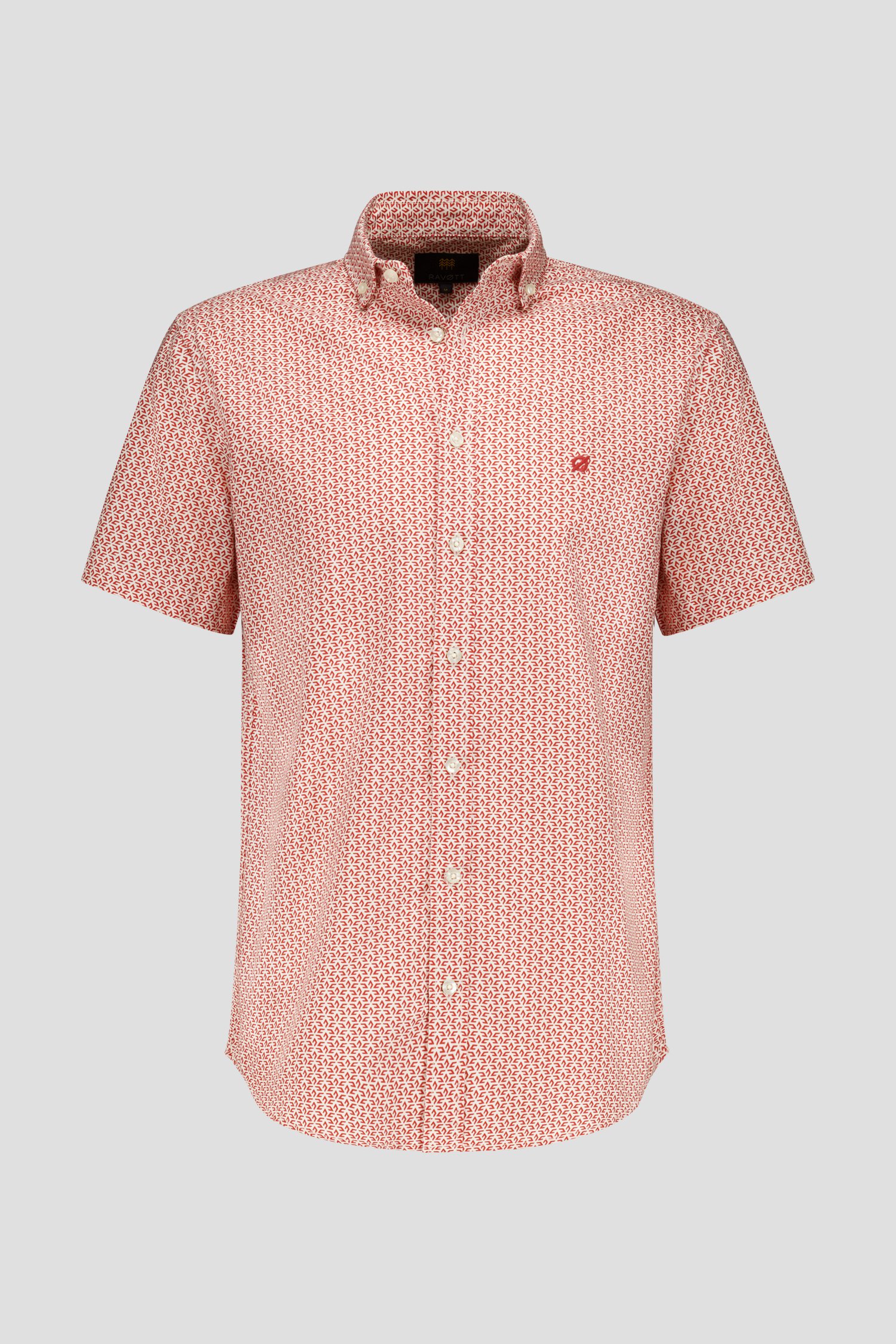 Ecru hemd met fijne rode print – Regular fit van Ravøtt | 3089145 | e5