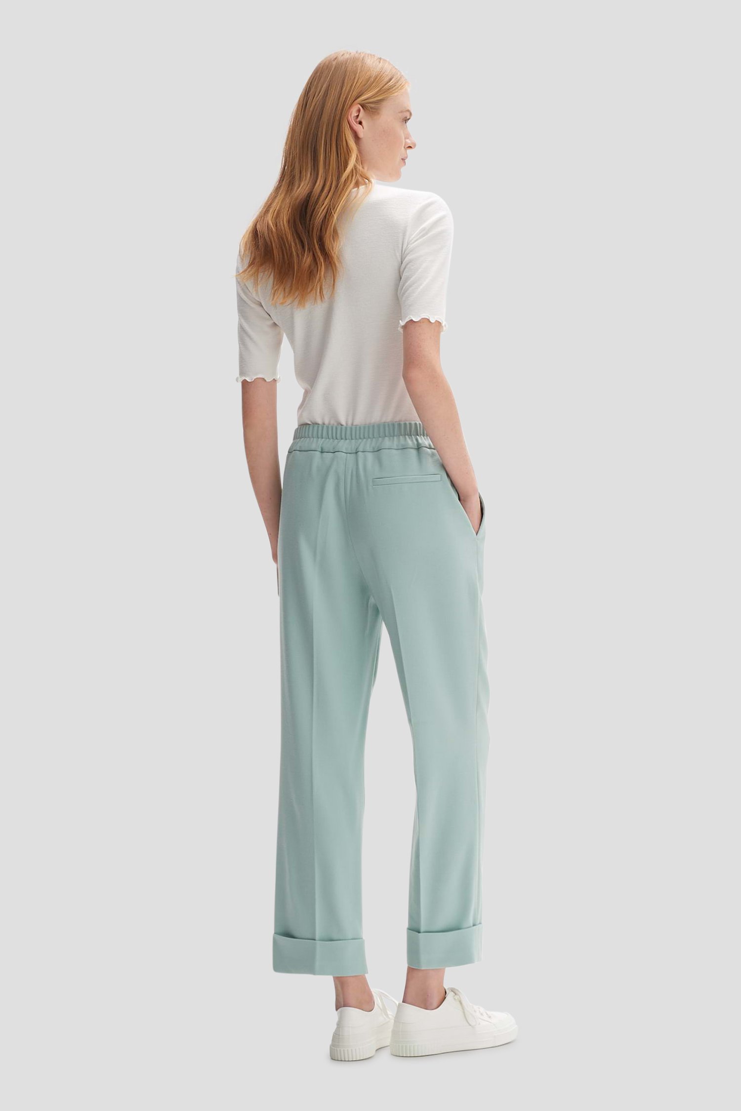 Groene broek met elastische taille -7/8 lengte van Opus | 3435618 ...