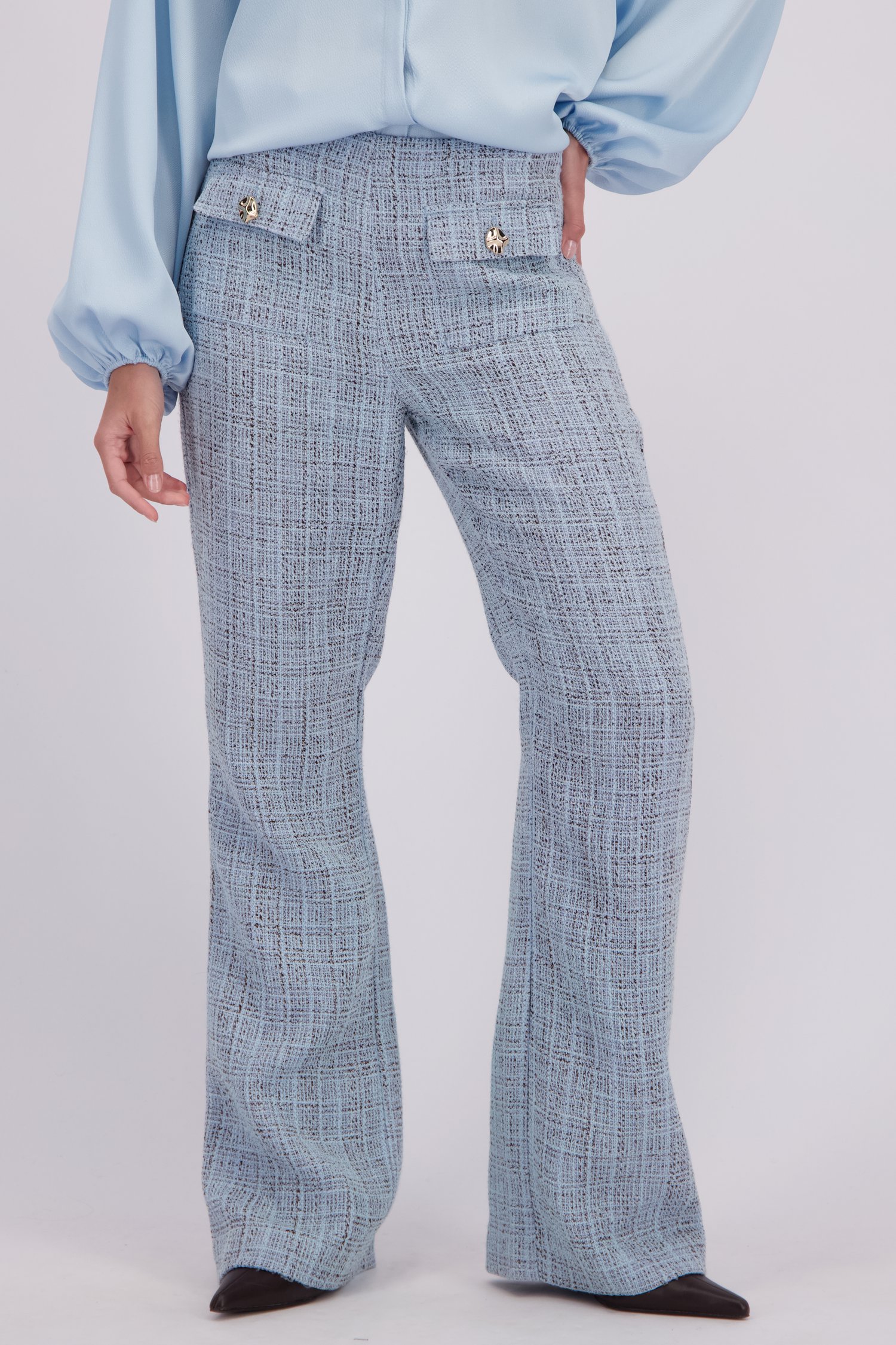 Lichtblauwe bouclé broek van D'Auvry | 7363310 | test-solden | e5