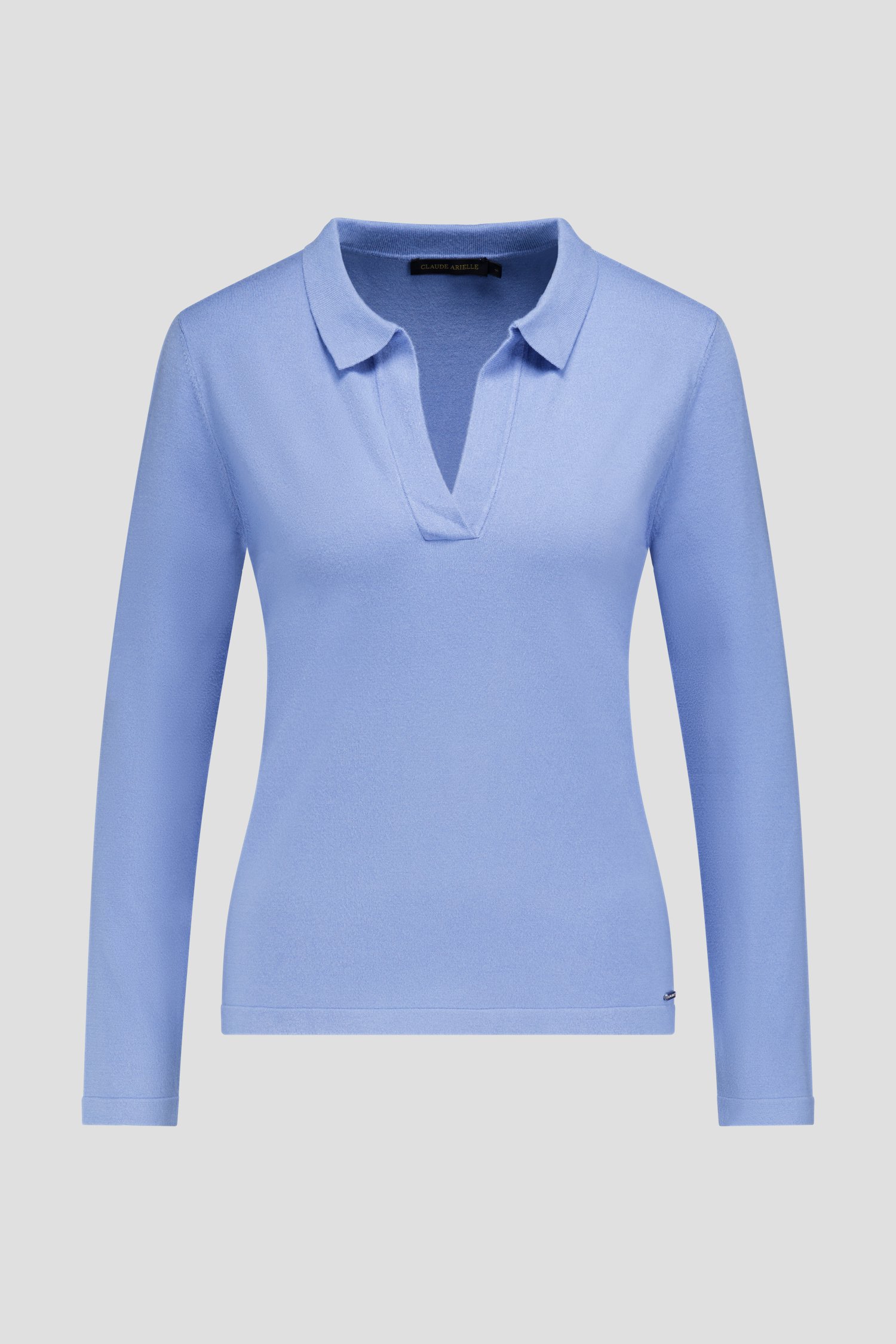 Lichtblauwe polo met lange mouwen van Claude Arielle | 7444950 | Basic ...