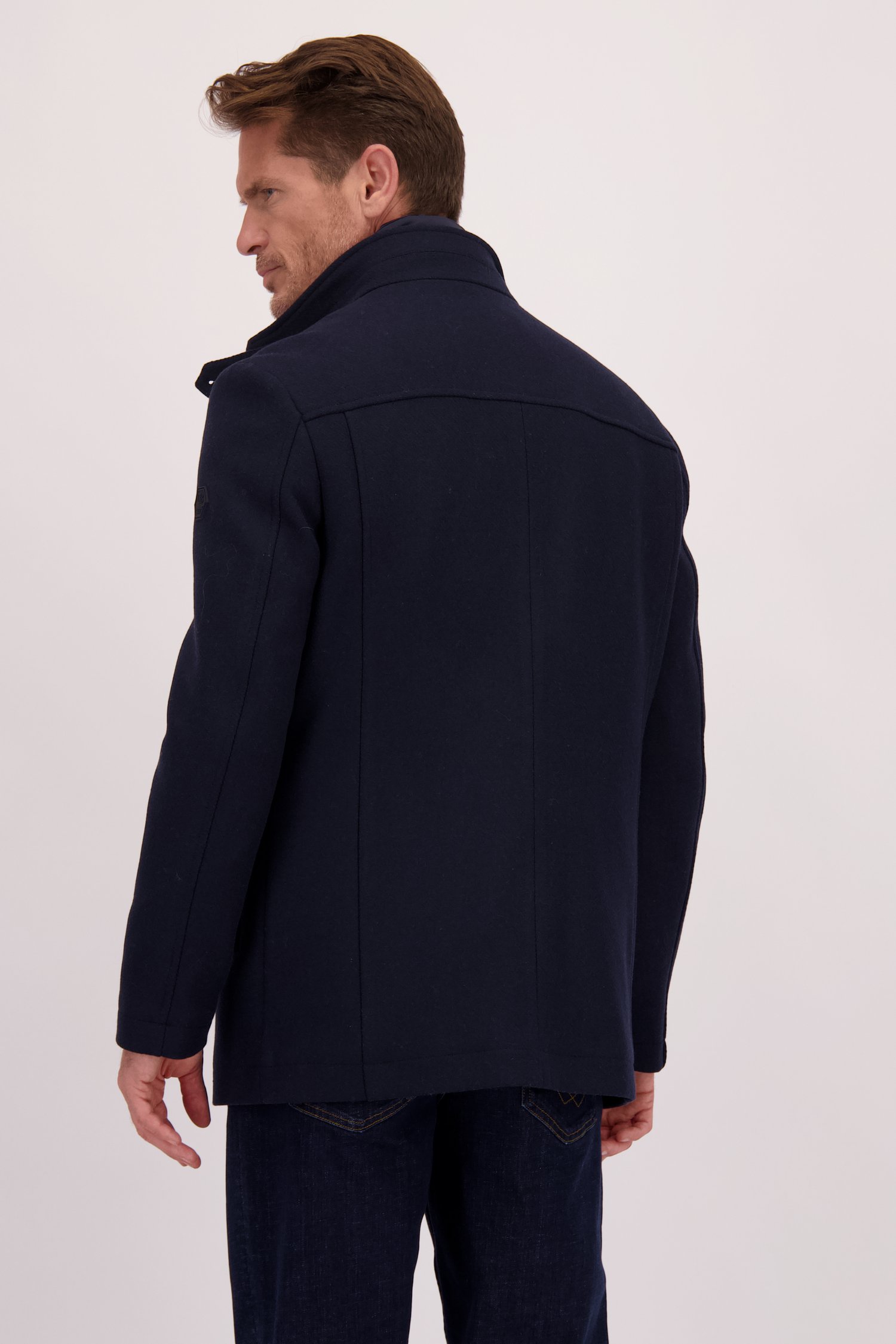 Navy mantel met gelaagd effect van Dansaert Blue | 7352394 | Winterjas ...