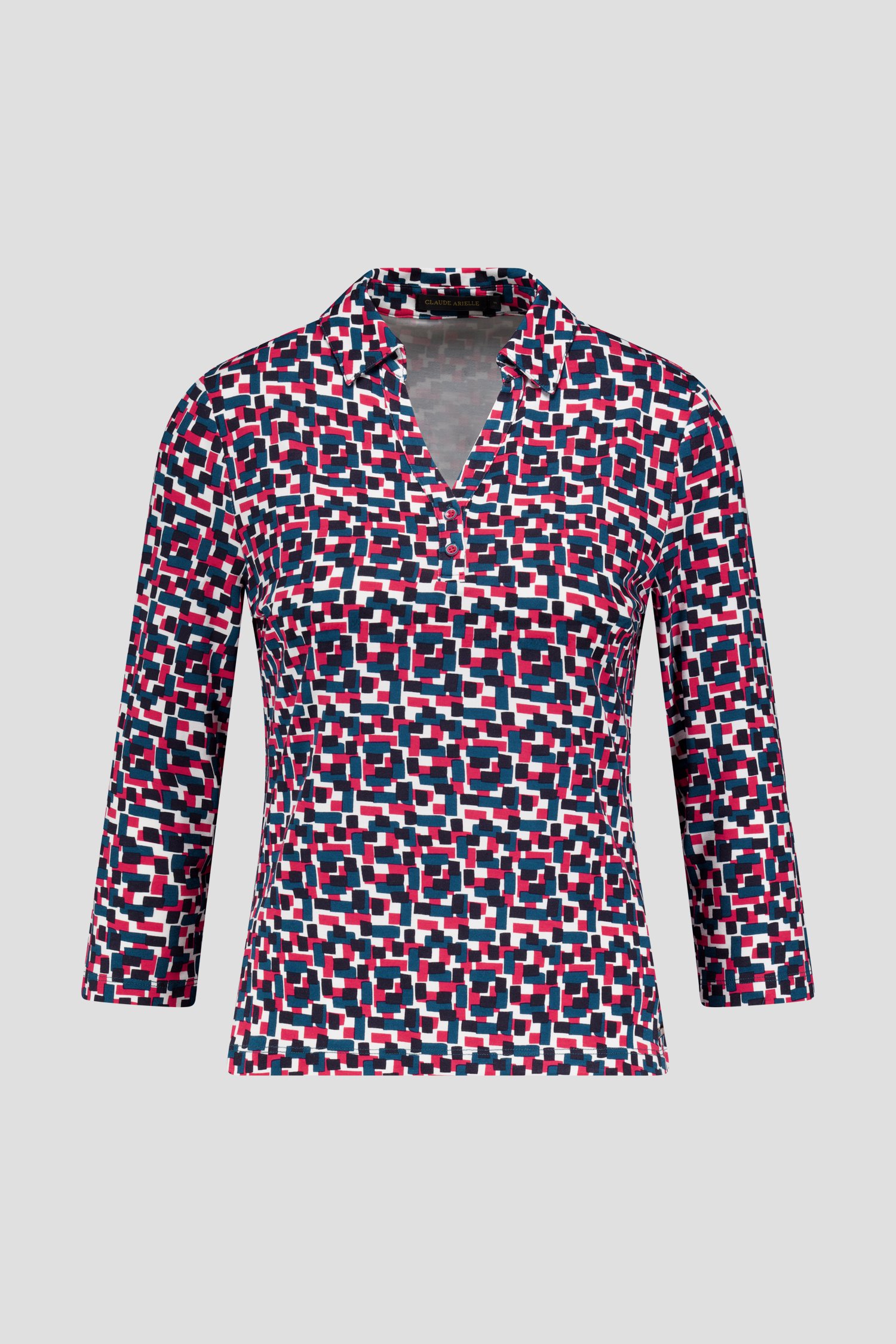 Polo met groen-paarse print van Claude Arielle | 7449596 | Dameskleding ...