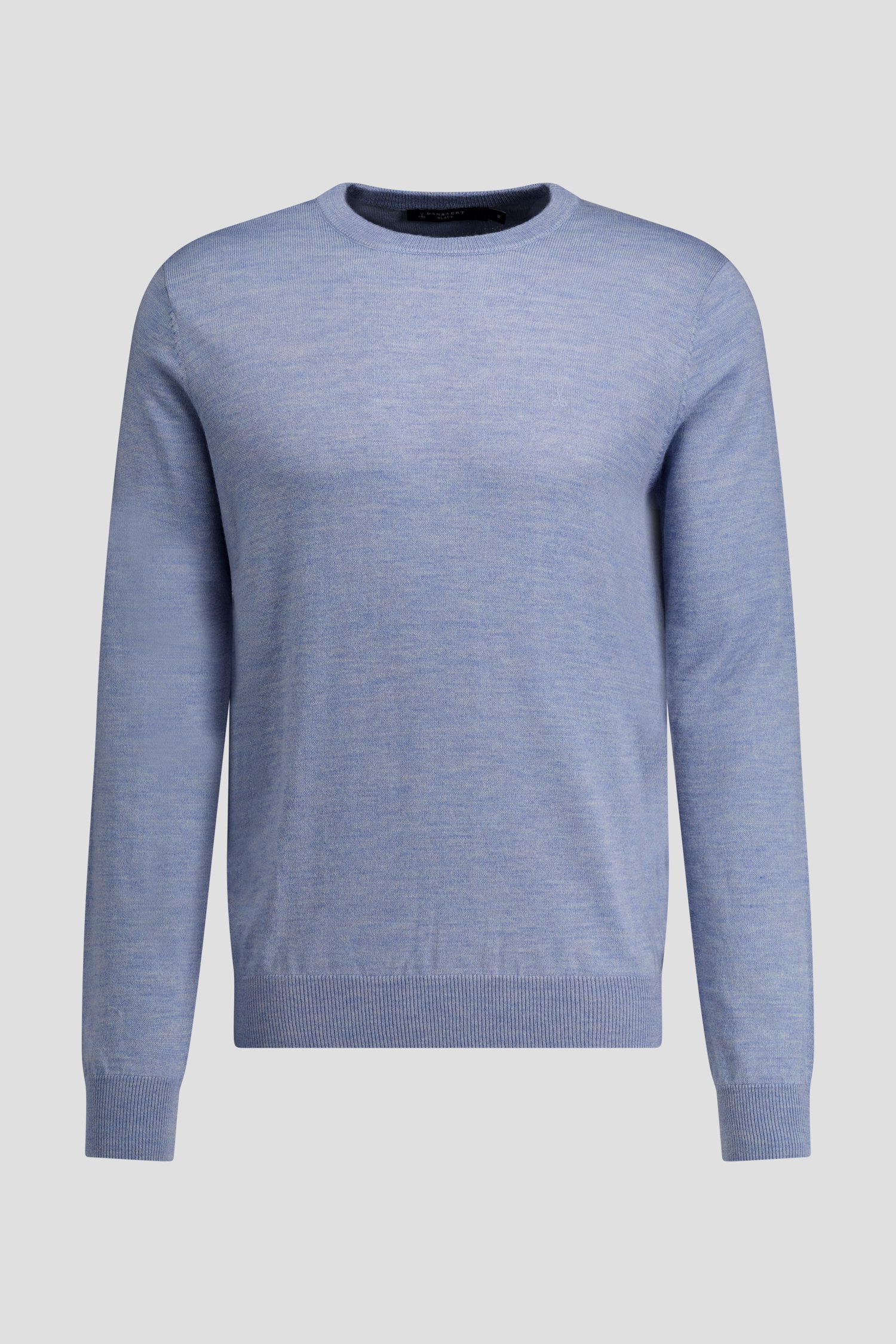 Pull bleu finement tricoté à col rond de Dansaert Black | 7720994 ...