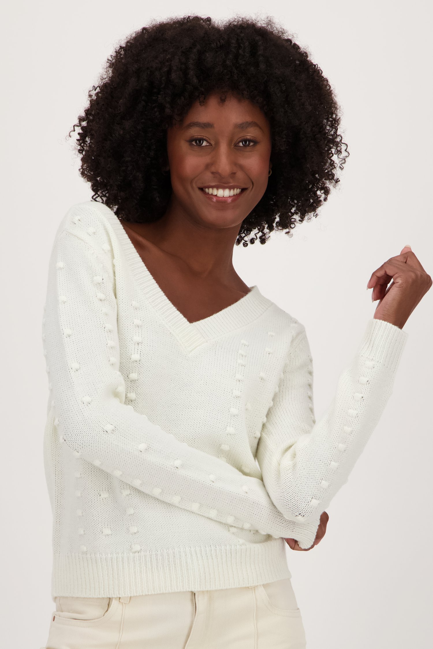 Pull écru à pois tricotés de JDY | 3296683 | Vêtements femmes | e5