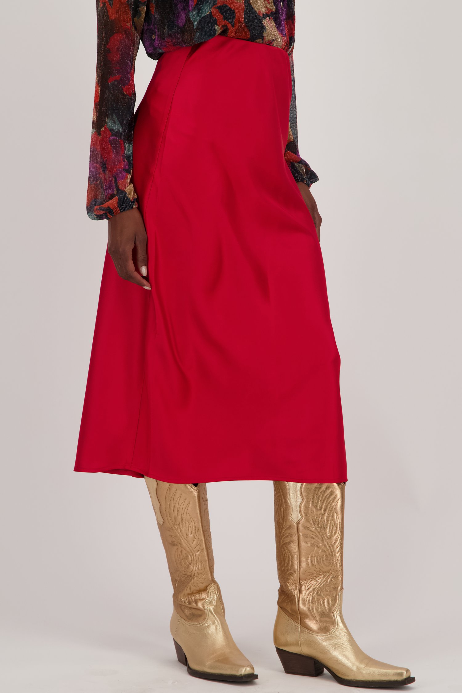 Rode satijnen midi-rok van Geisha | 7013096 | Dames | e5