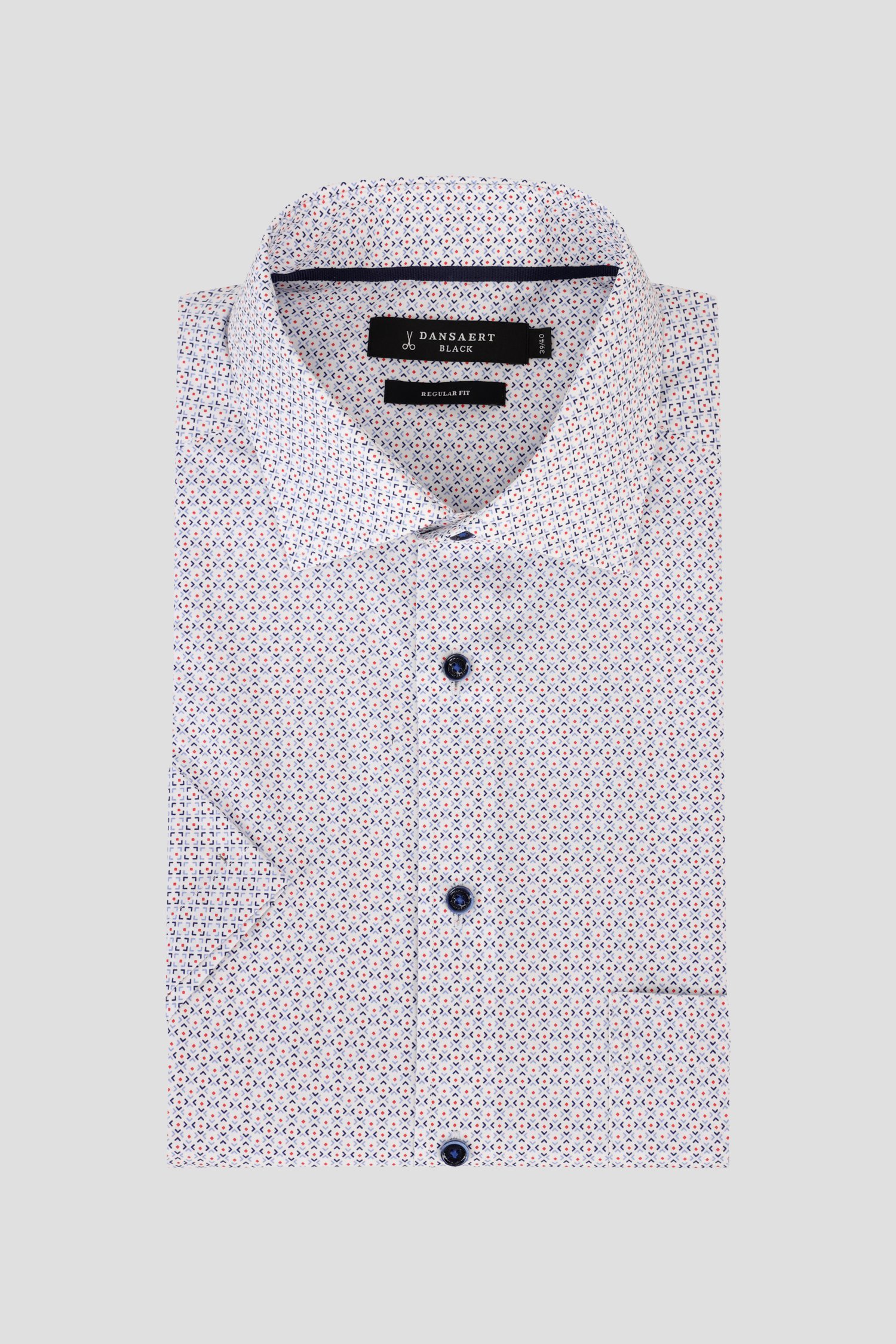 Witte hemd met blauwe print – Regular fit van Dansaert Black | 7283585 ...